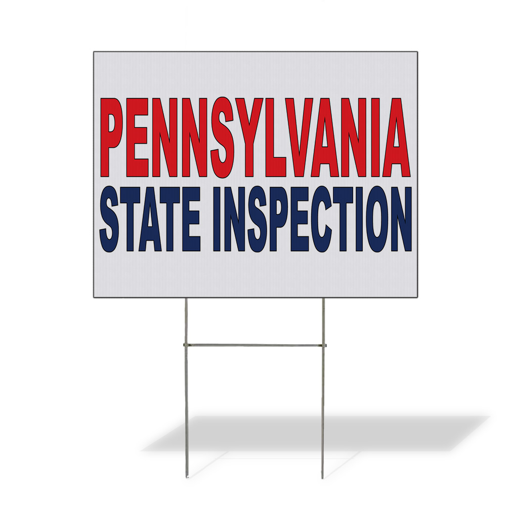 Weatherproof Yard Sign Pennsylvania State Inspection Red Blue Lawn ...