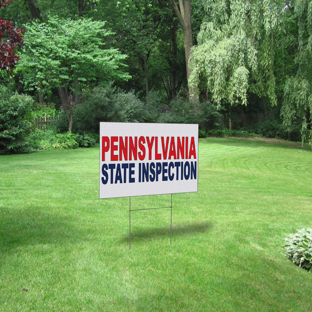 Weatherproof Yard Sign Pennsylvania State Inspection Red Blue Lawn ...
