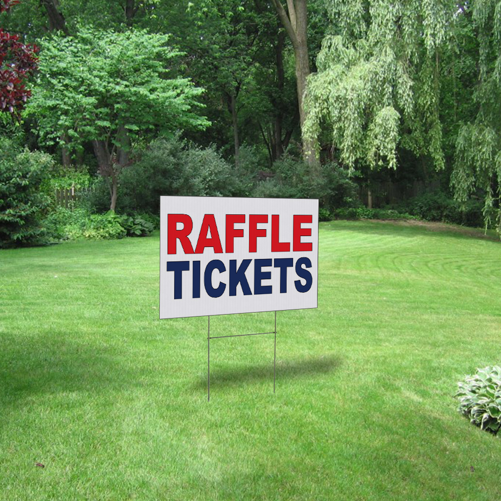 Weatherproof Yard Sign Raffle Tickets Red Blue Lawn Garden Fundraising ...