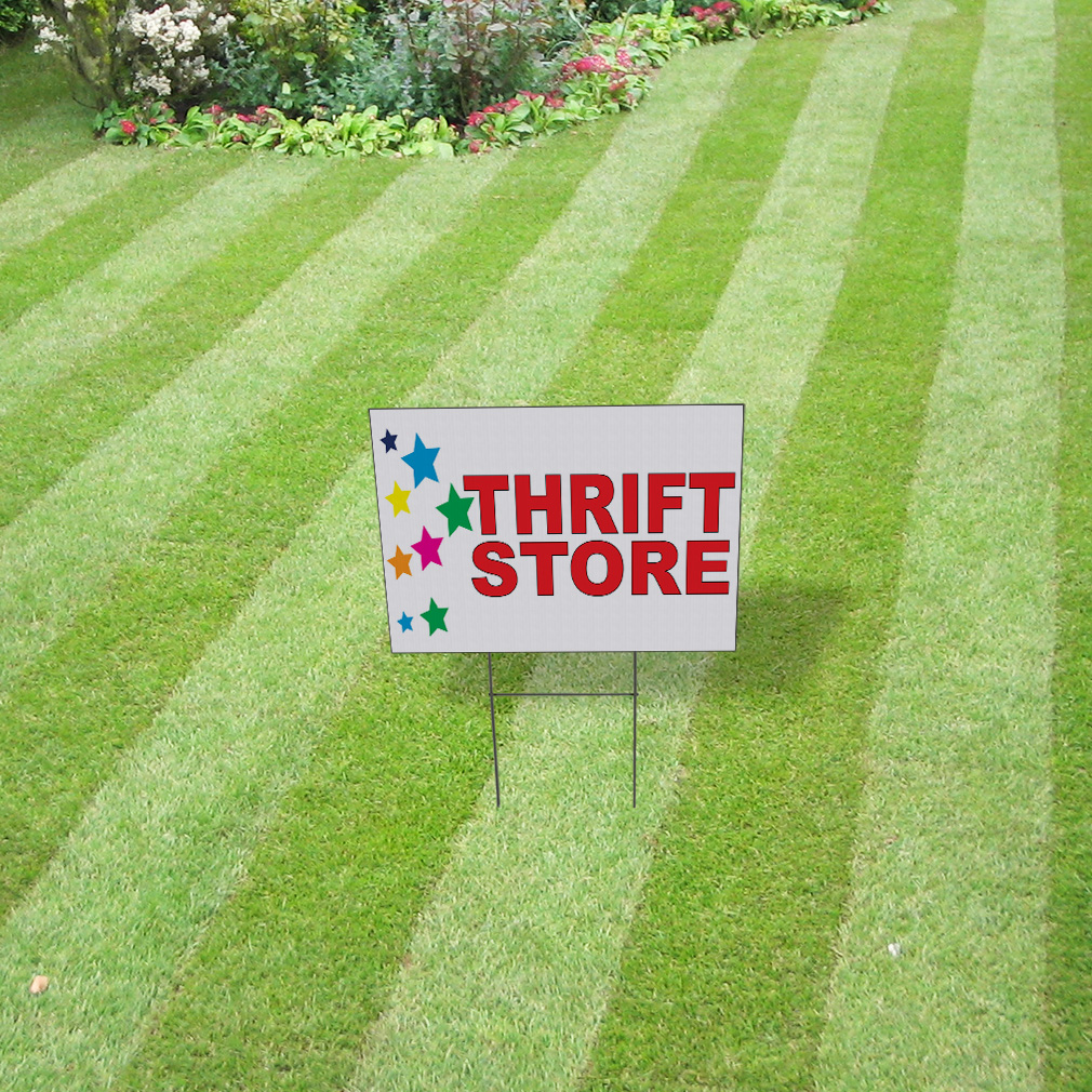 Weatherproof Yard Sign Thrift Store Red Stars Lawn Garden | eBay
