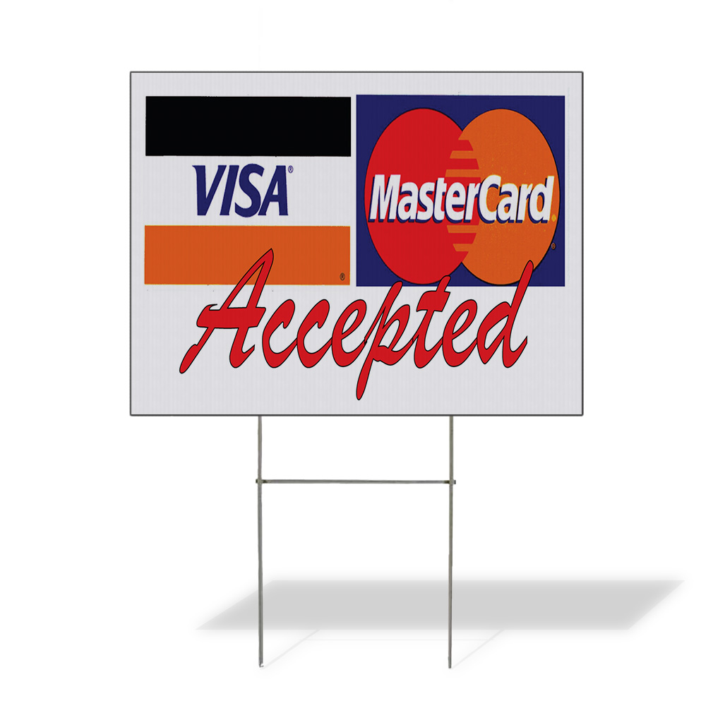 Weatherproof Yard Sign Accepted ! Visa Mastercard Red Lawn Garden Buy ...