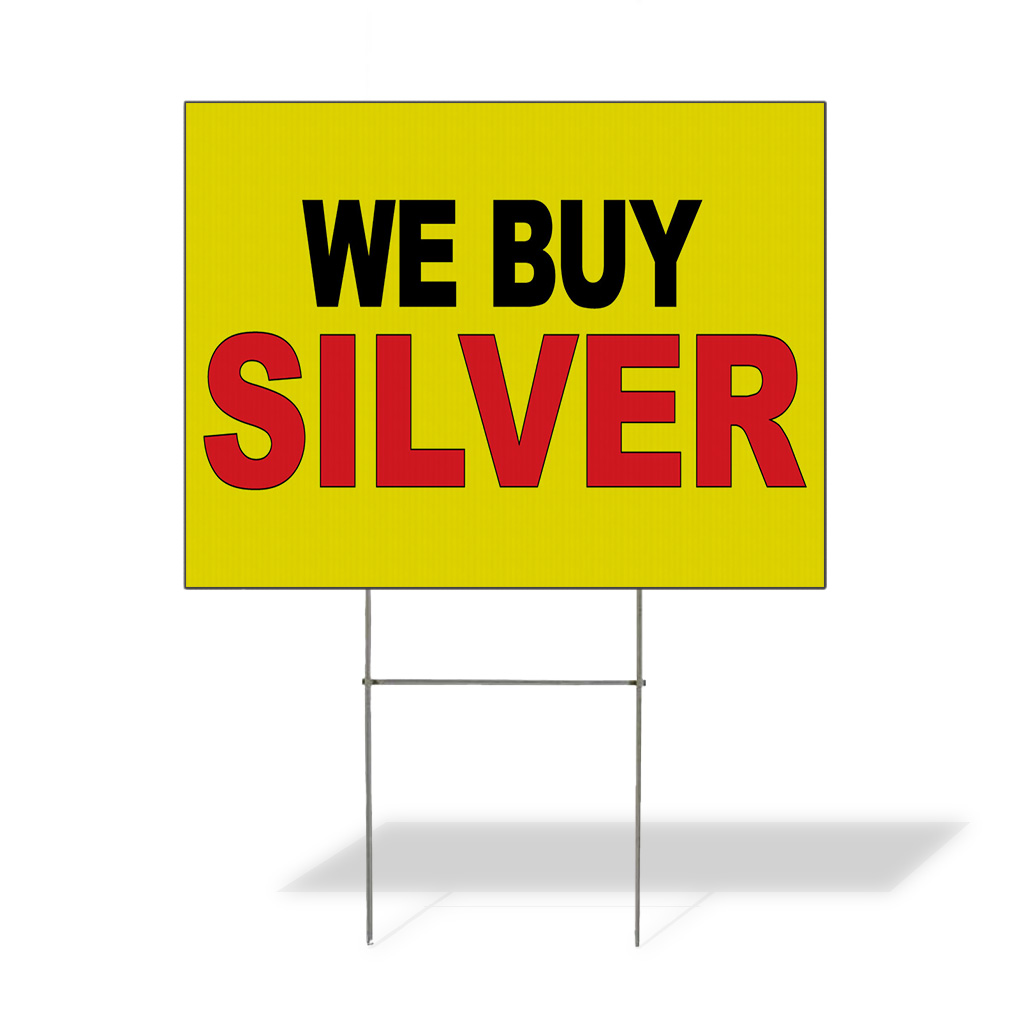 Weatherproof Yard Sign We Buy Silver Yellow Background Black Red Lawn ...
