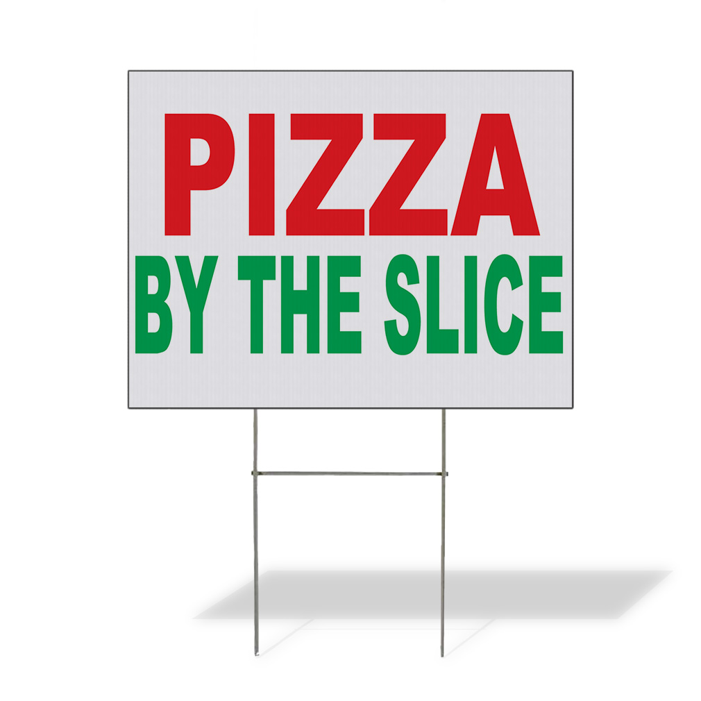 Weatherproof Yard Sign Pizza by The Slice Red Green Food Bar Restaurant ...