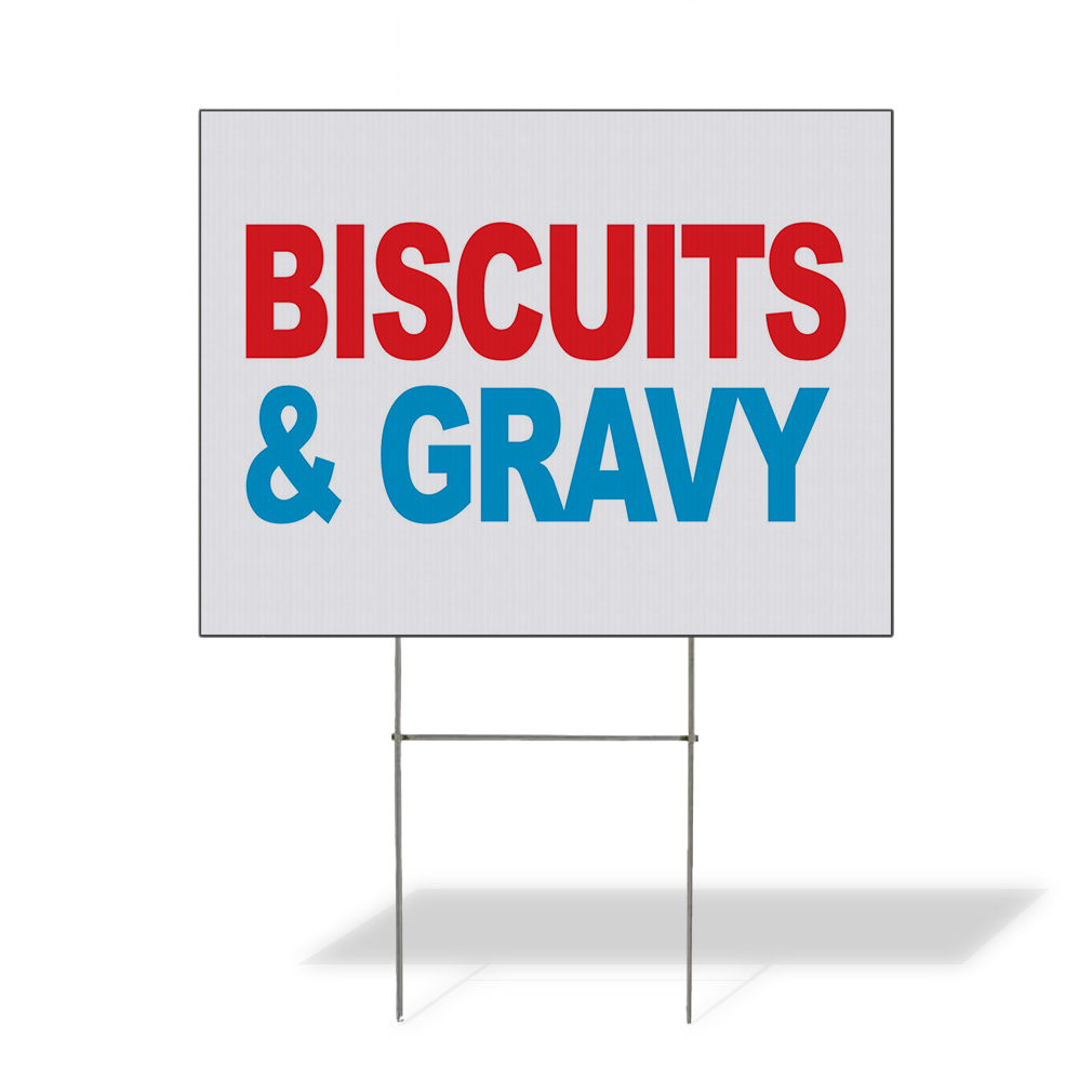 Weatherproof Yard Sign Biscuits Gravy Red Blue Food Bar Restaurant ...