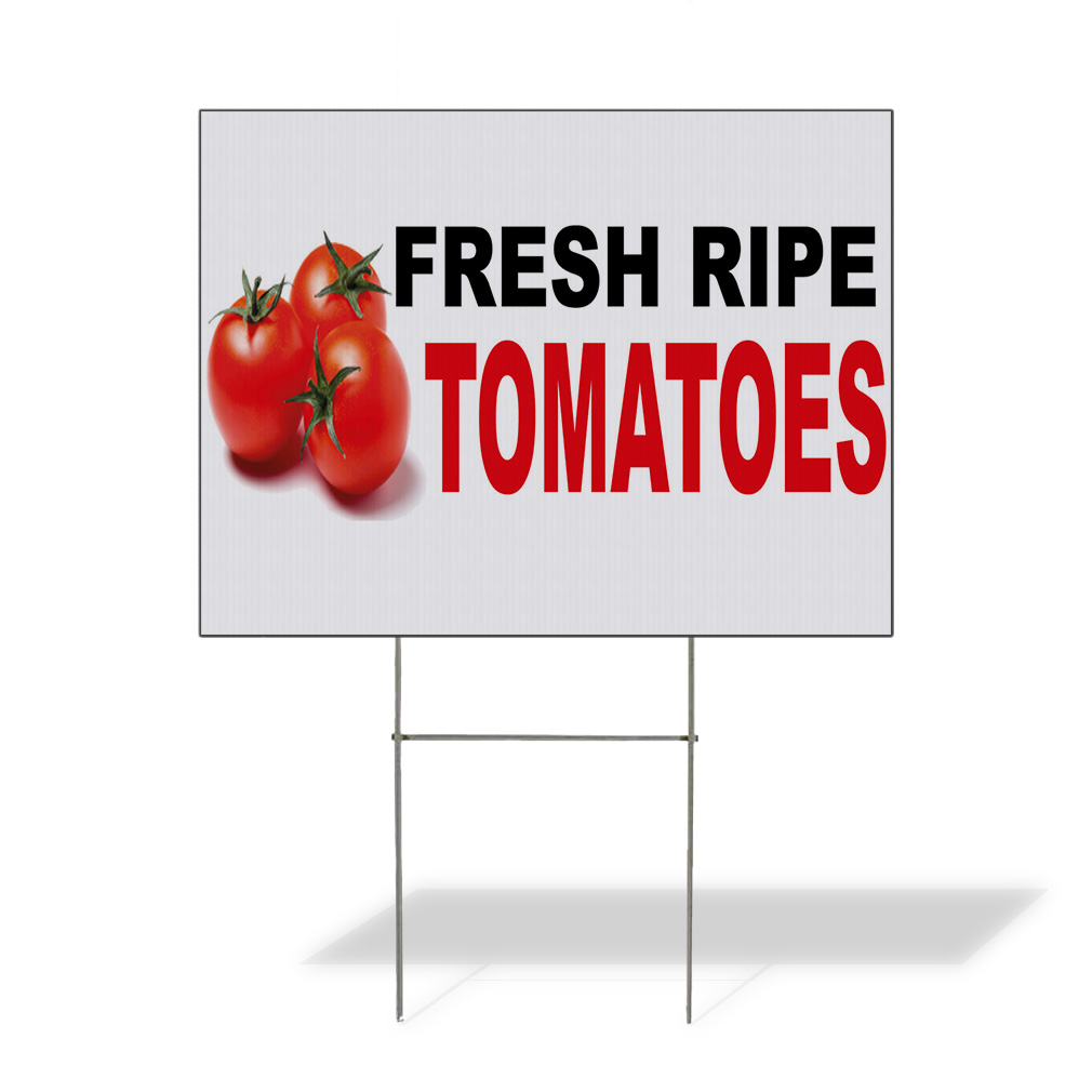 Weatherproof Yard Sign Fresh Ripe Tomatoes Black Red Food Bar ...