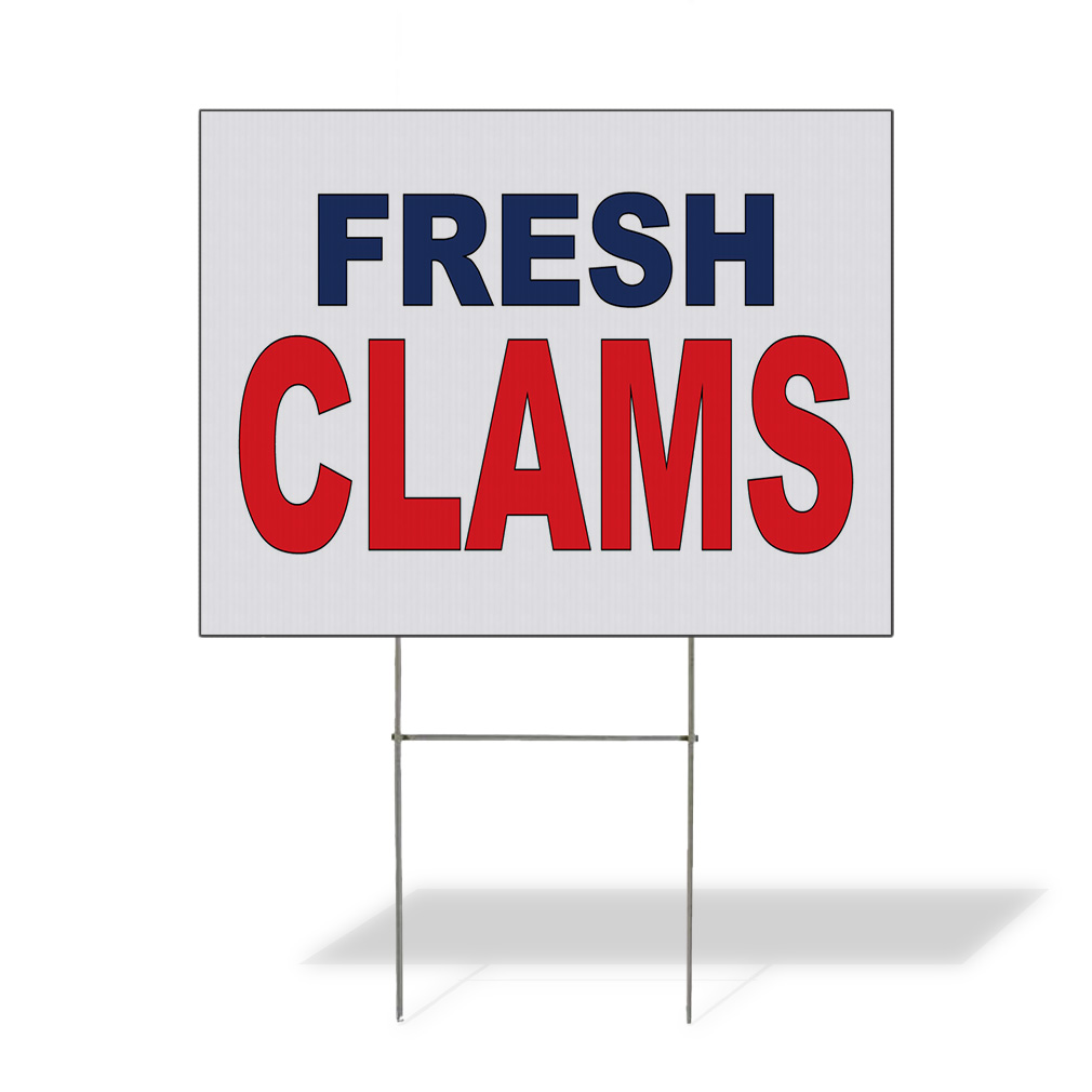 Weatherproof Yard Sign Fresh Clams Blue Red Food Bar Restaurant Truck ...