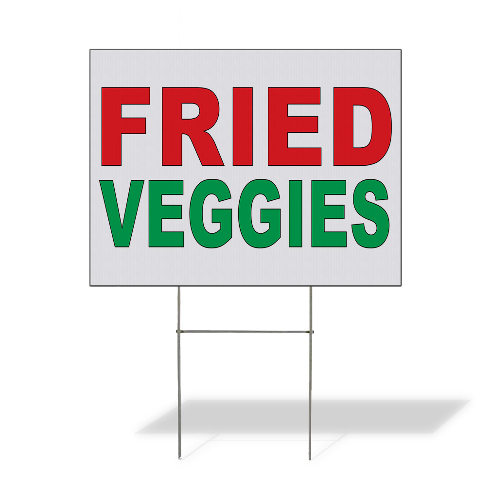 Weatherproof Yard Sign Fried Veggies Red Green Food Bar Restaurant ...