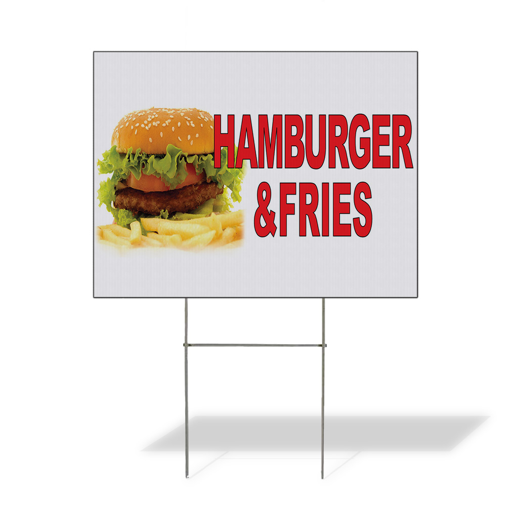 Weatherproof Yard Sign Hamburger & Fries Red Food Bar Restaurant Truck ...
