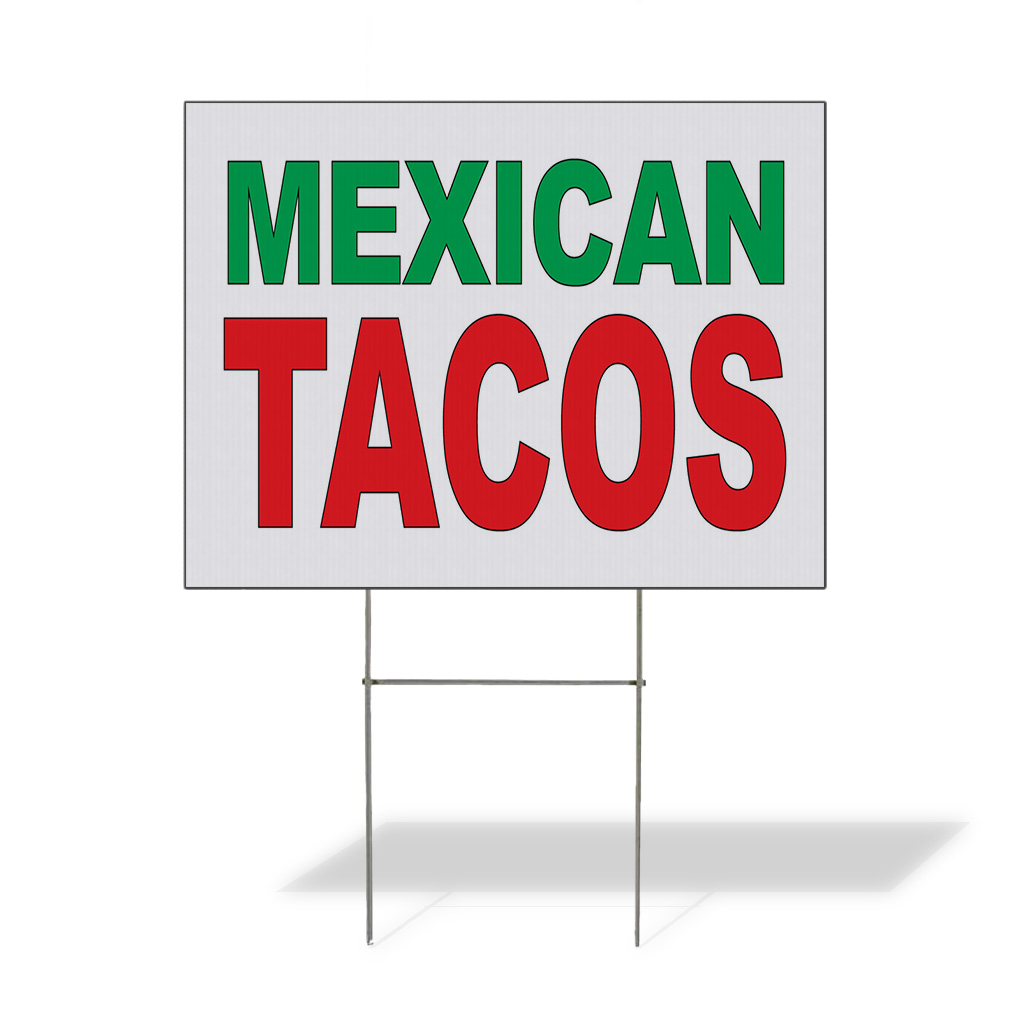 Weatherproof Yard Sign Mexican Tacos Green Red Food Bar Restaurant ...