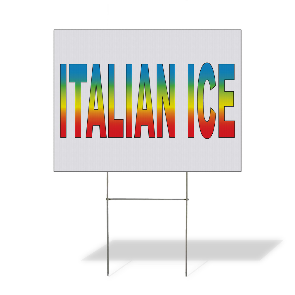 Weatherproof Yard Sign Italian Ice Blue Yellow Red Food Bar Restaurant ...