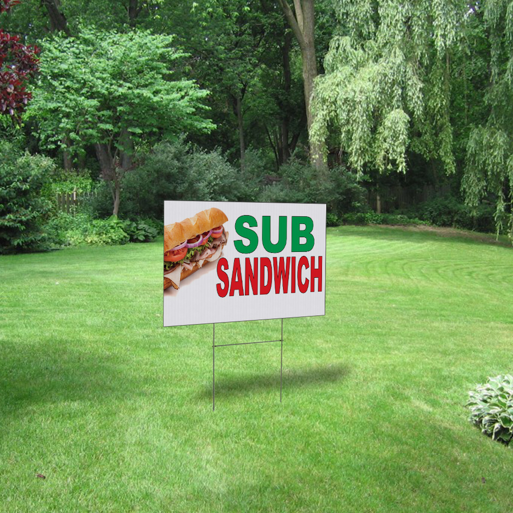 Weatherproof Yard Sign Sub Sandwich Green Red Food Bar Restaurant Truck ...