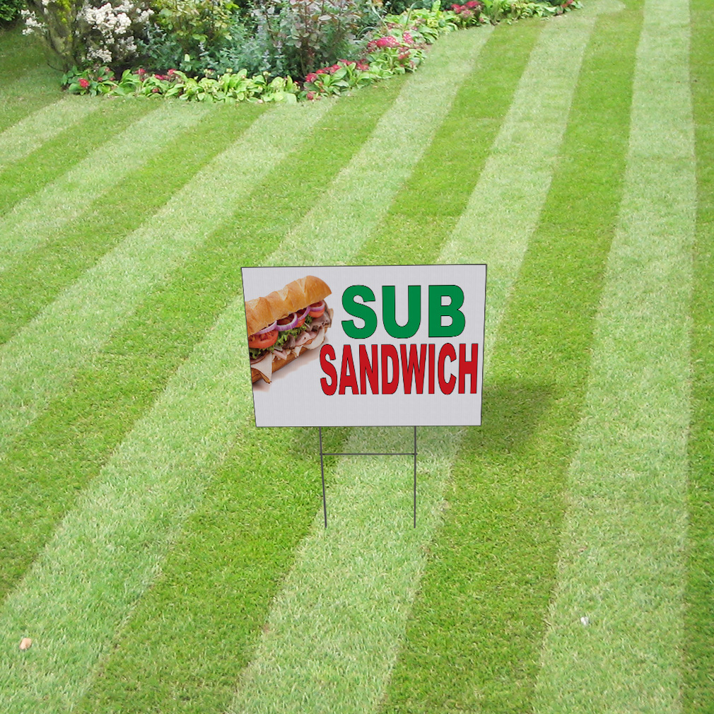 Weatherproof Yard Sign Sub Sandwich Green Red Food Bar Restaurant Truck ...