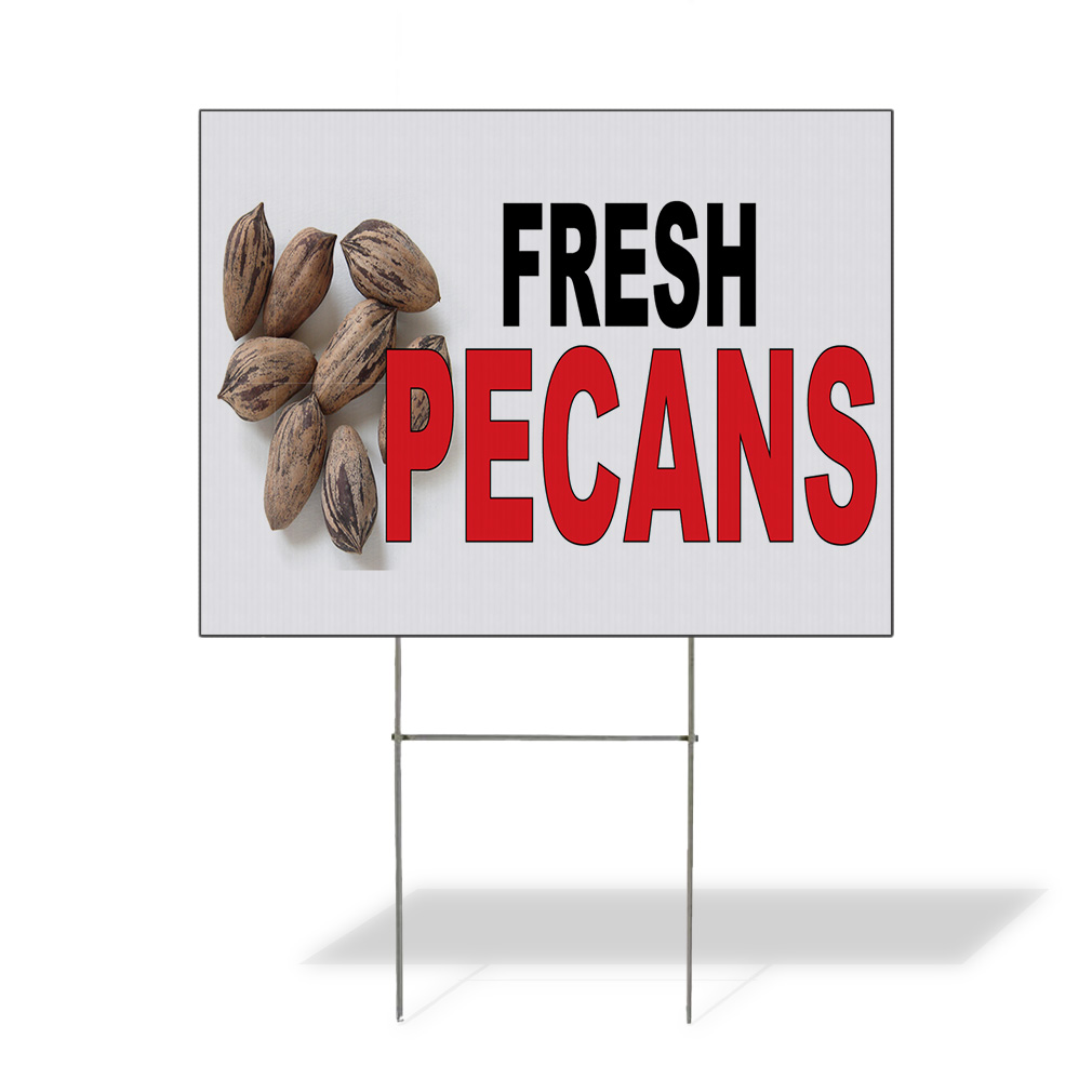 Weatherproof Yard Sign Fresh Pecans Black Red Food Bar Restaurant Truck ...
