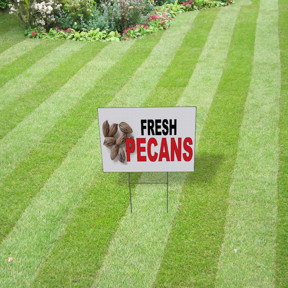 Weatherproof Yard Sign Fresh Pecans Black Red Food Bar Restaurant Truck ...