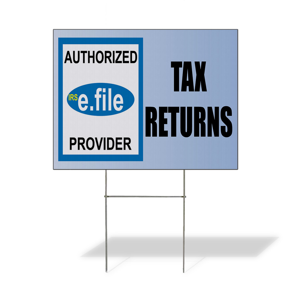 Weatherproof Yard Sign Tax Returns Business E Blue Lawn Garden ...