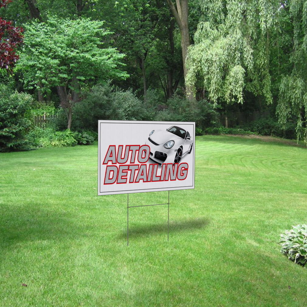 Weatherproof Yard Sign Auto Detailing Car Vehicle C White Lawn Garden ...