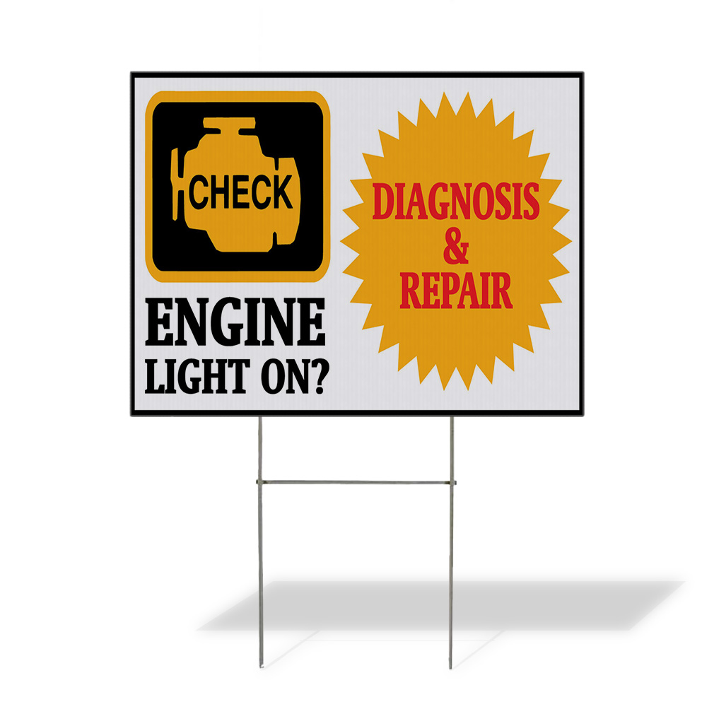 Weatherproof Yard Sign Check Engine Light on Diagnosis & Repair Auto ...