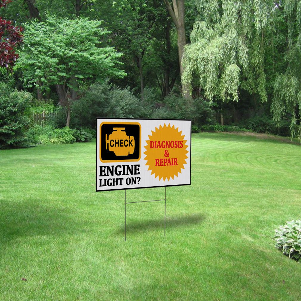 Weatherproof Yard Sign Check Engine Light on Diagnosis & Repair Auto ...