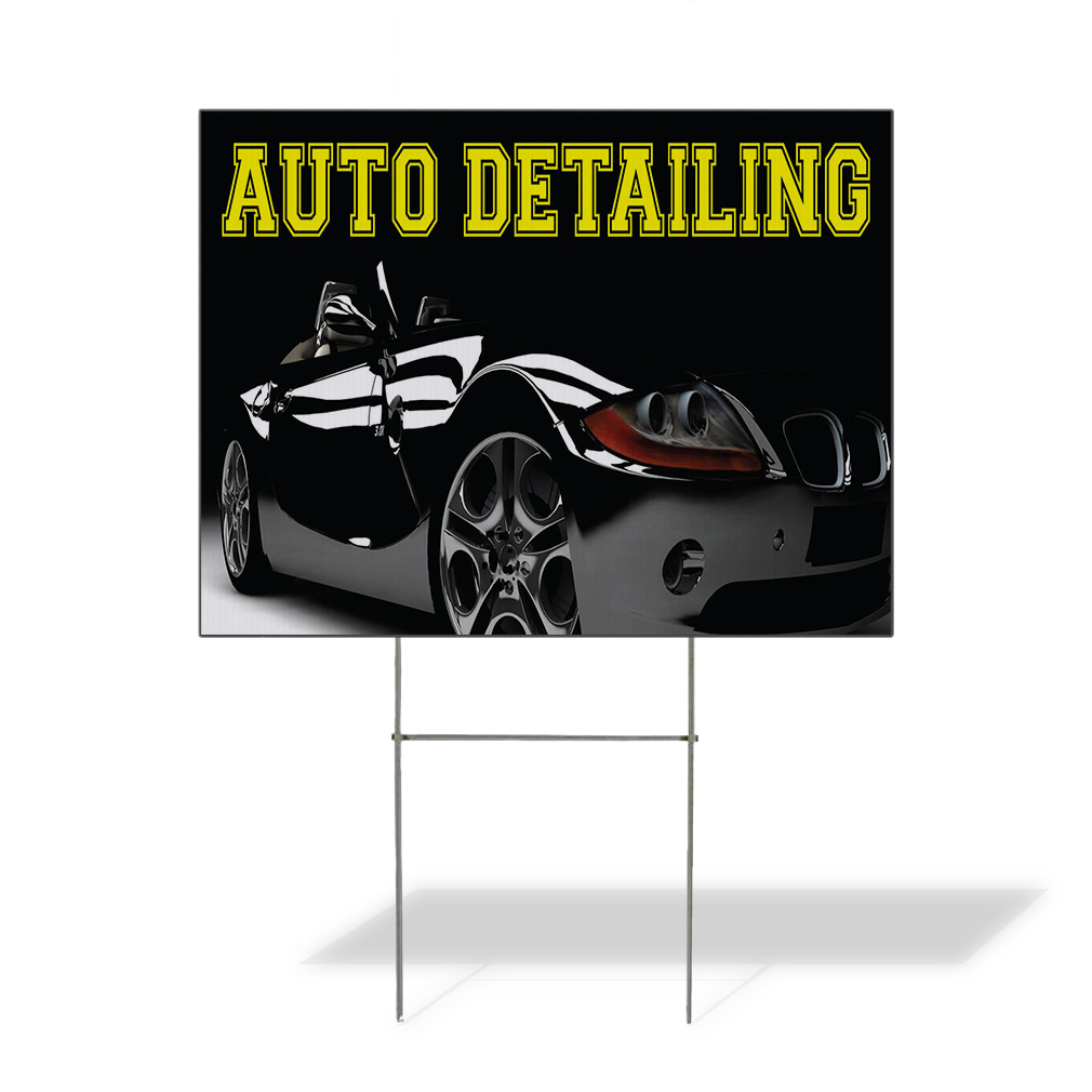 Weatherproof Yard Sign Auto Detailing Car Vehicle G Black Lawn Garden ...