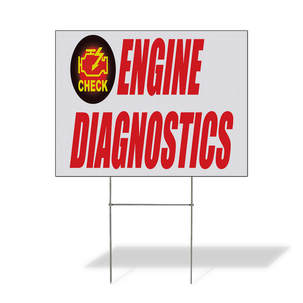 Weatherproof Yard Sign Engine Diagnostics Auto Car Vehicle C White Lawn ...