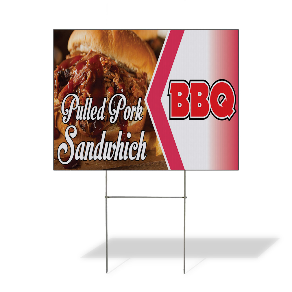 Weatherproof Yard Sign Pulled Pork Sandwich Bbq Restaurant Cafe Lawn ...