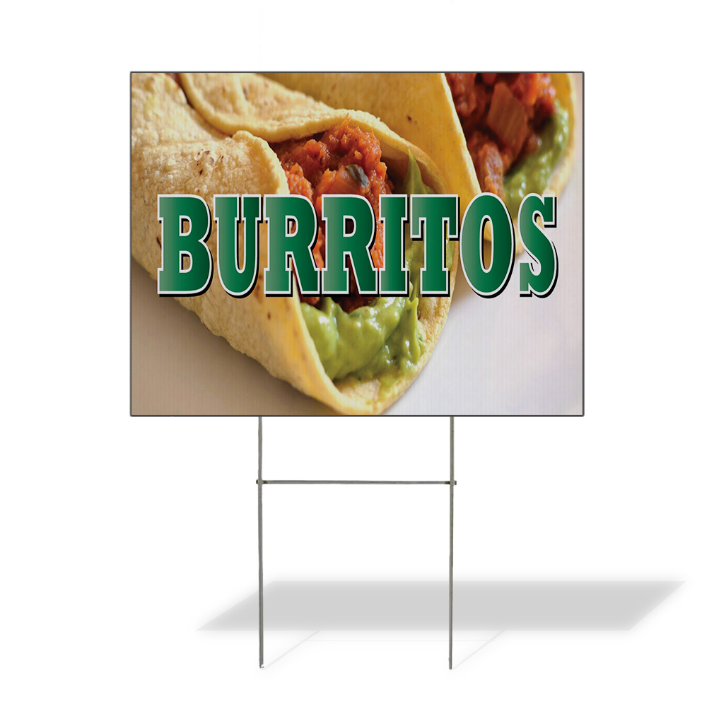 Weatherproof Yard Sign Burritos Restaurant Cafe Bar E Brown Lawn Garden ...