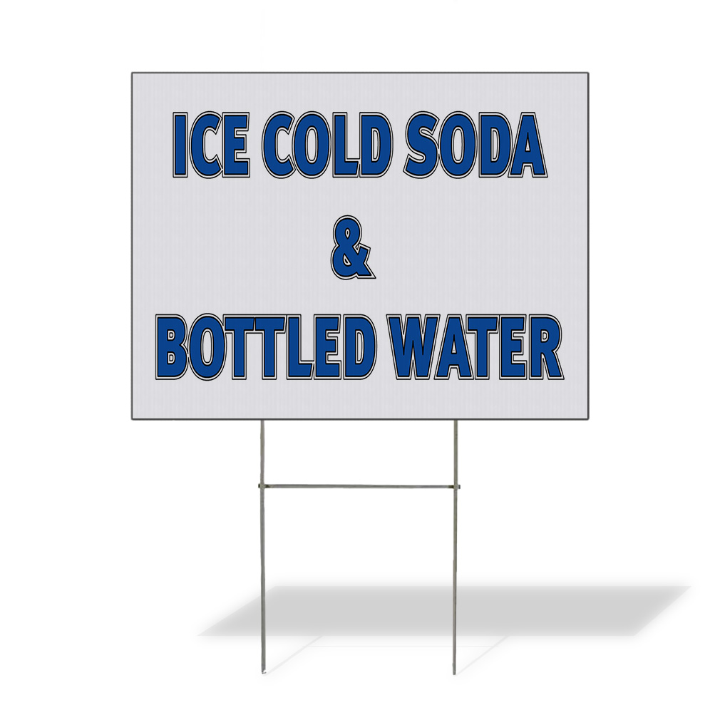 Weatherproof Yard Sign Ice Cold Soda &Bottled Water Restaurant Cafe ...