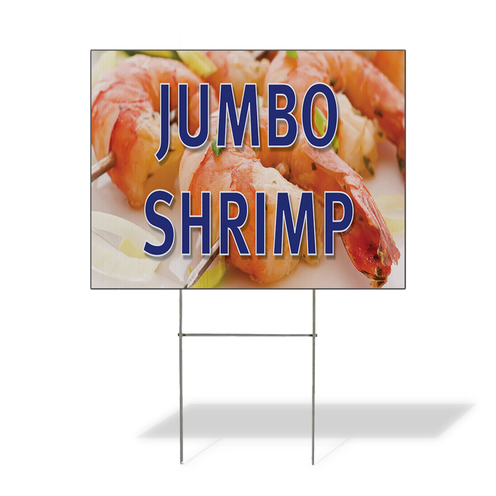 Weatherproof Yard Sign Jumbo Shrimp Restaurant Cafe Bar White Lawn ...