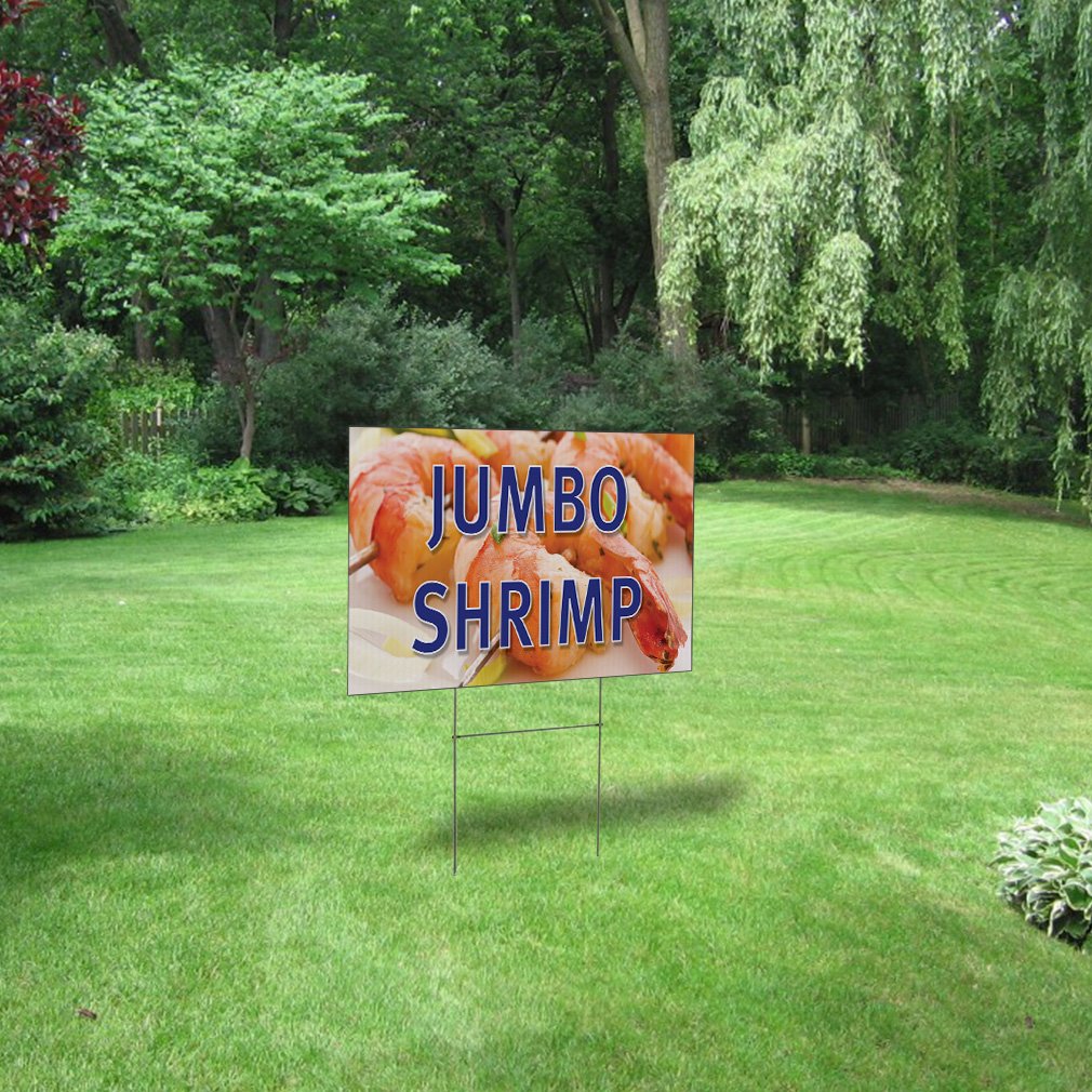 Weatherproof Yard Sign Jumbo Shrimp Restaurant Cafe Bar White Lawn ...