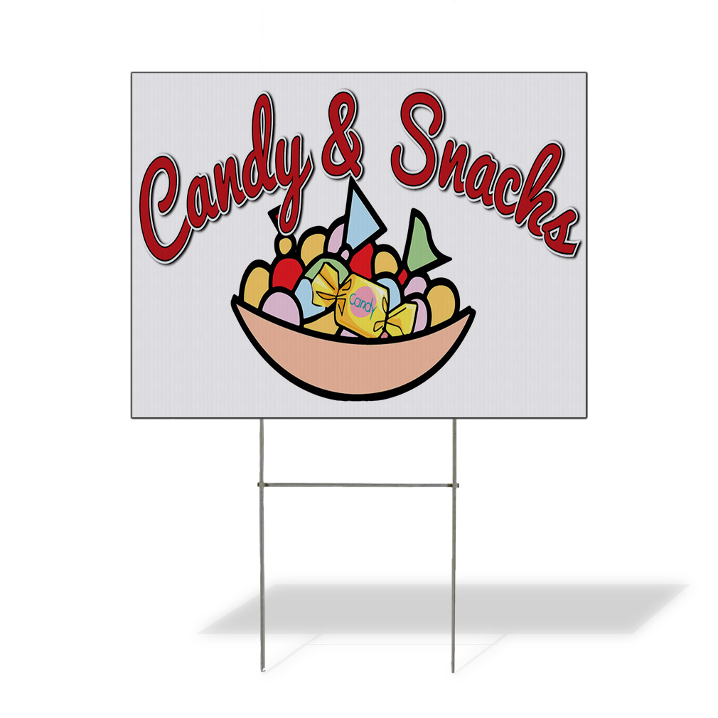 Weatherproof Yard Sign Candy Snacks Restaurant Cafe Bar White Lawn ...
